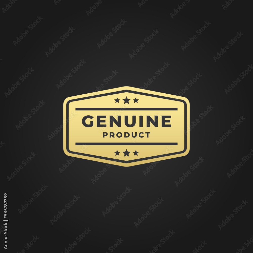 Genuine product label or Genuine product seal vector on black ...