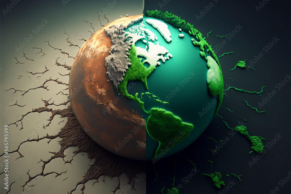 "Cracked Earth vs Green Earth" concept showcases the devastating ...