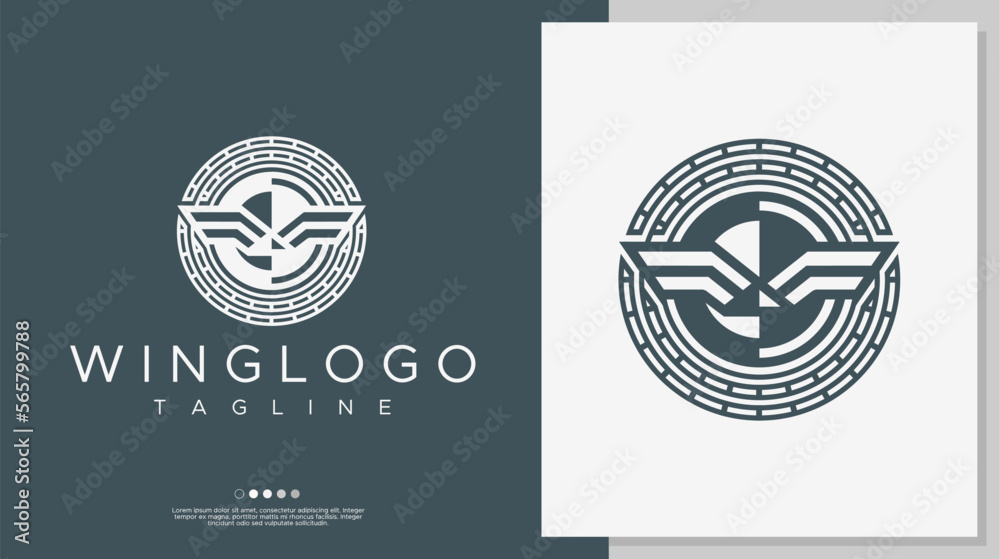 Complex lines wing logo design template. Stock Vector | Adobe Stock