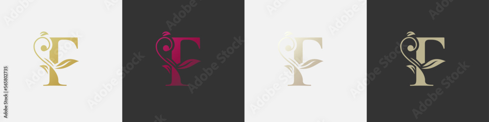 letter f beauty logo with flourish ornament Stock Vector | Adobe Stock