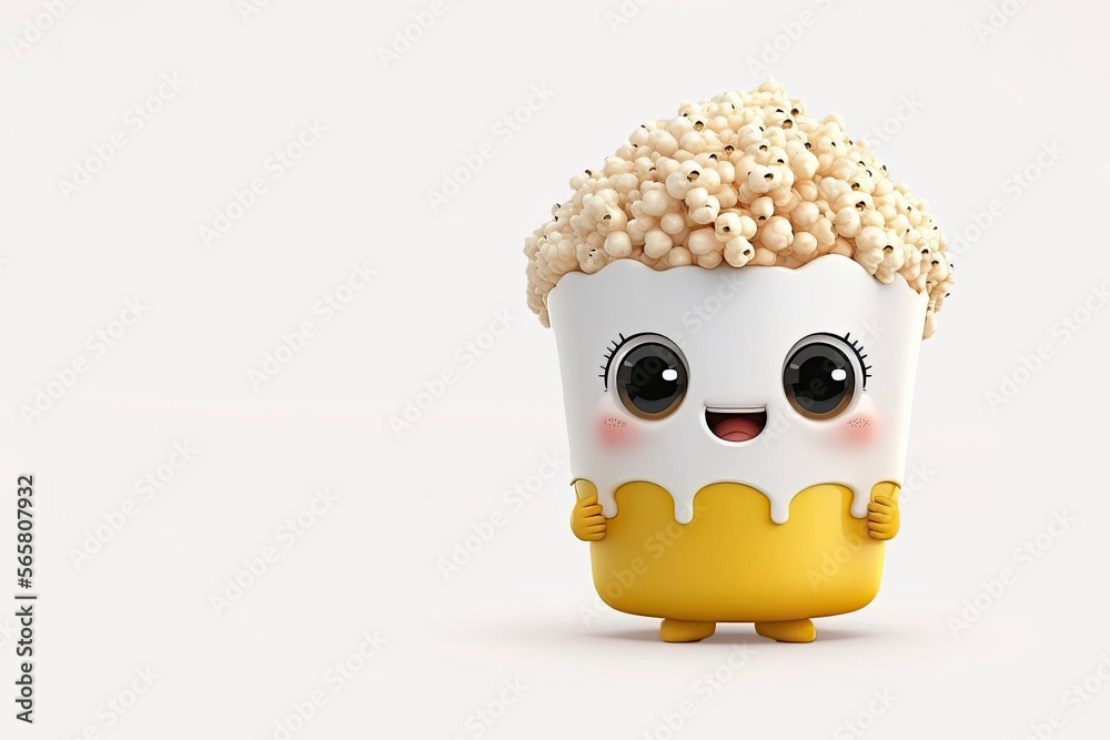 Cute popcorn isolated on white. Cute popcorn illustration for card ...