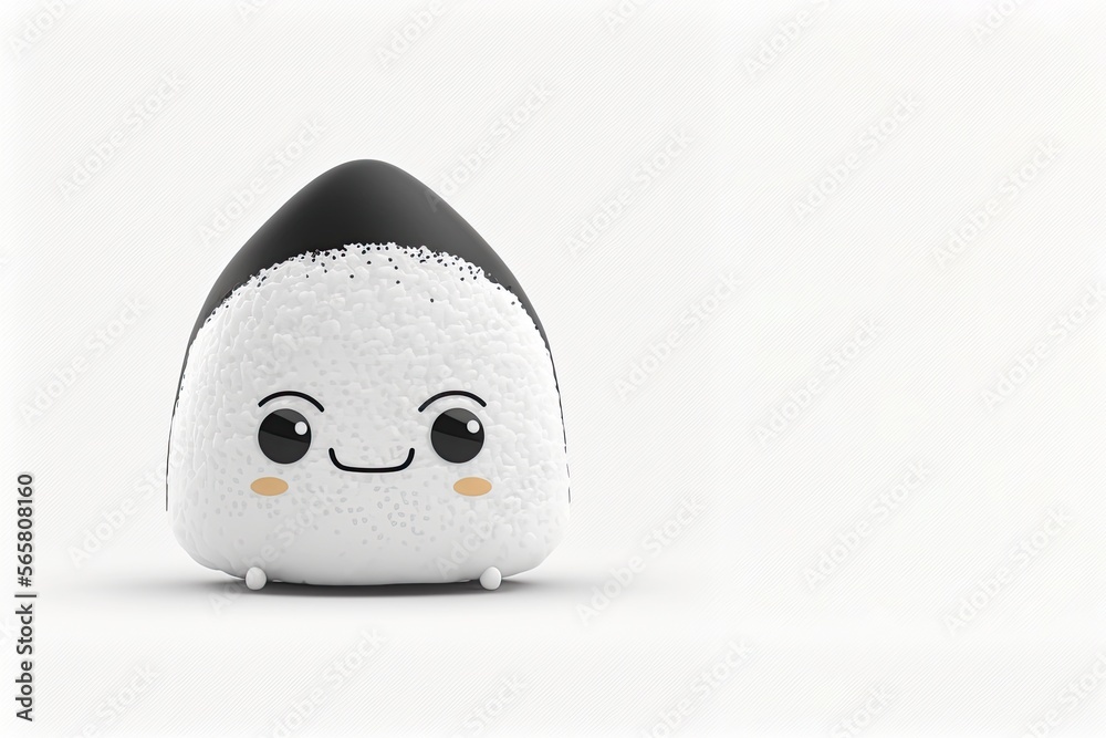 Cute kawaii onigiri isolated on white background. Onigiri character ...