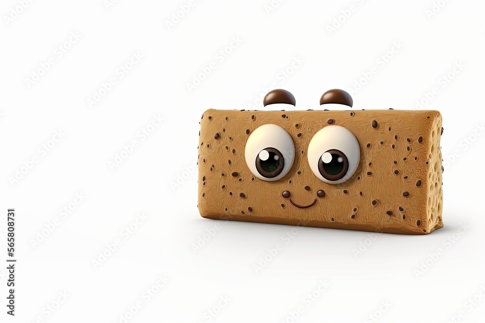 Cute granola bar isolated on white. Granola bar mascot cartoon ...