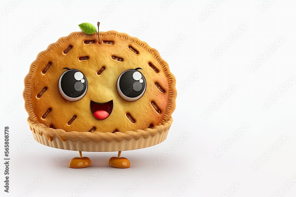Cute apple pie isolated. Happy and funny homemade pie. Apple pai emoji ...