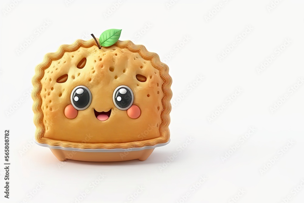 Cute apple pie isolated. Happy and funny homemade pie. Apple pai emoji ...