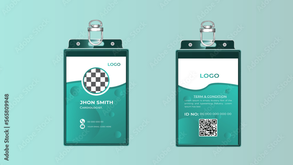 Vector id card template with clasp and lanyard. Medical ID card Design ...