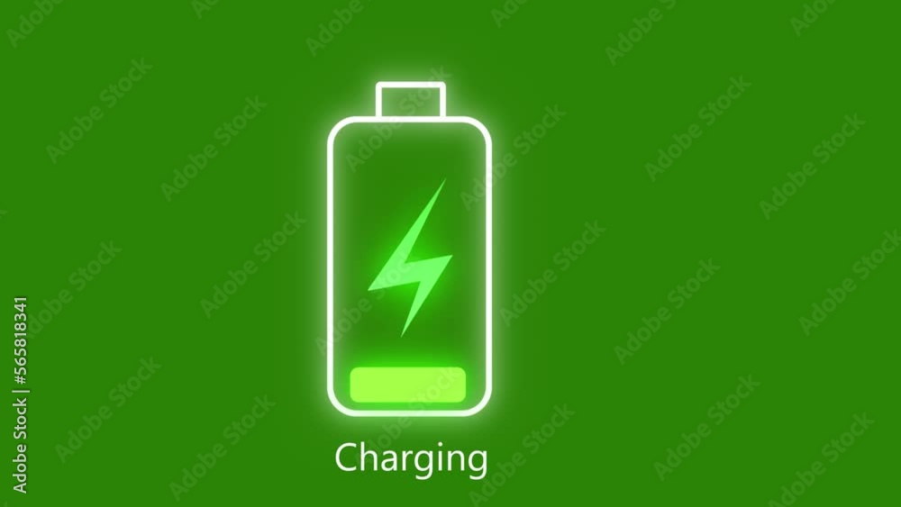 Battery Charge Animation On Green Screen Background. Animation Of ...