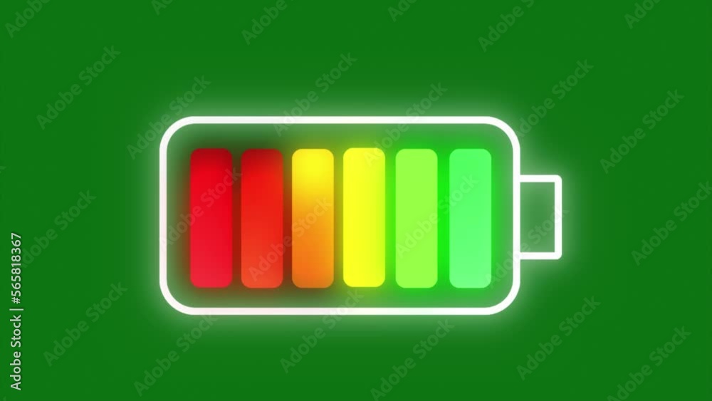 Battery Charge Animation On Green Screen Background. Animation Of ...