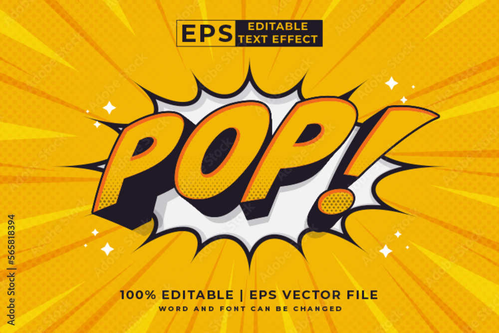 Editable text effect - pop comic 3d cartoon template style premium ...