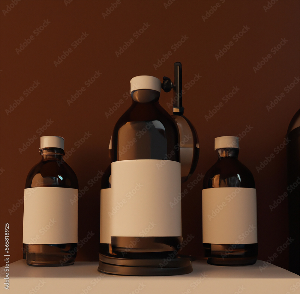 Mockup Aesthetic Bottle Arrangement 3D Render Created With Generative ...