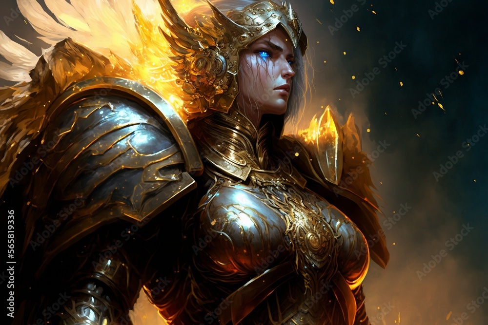 Photo & Art Print Valkyrie in gold armor, yj