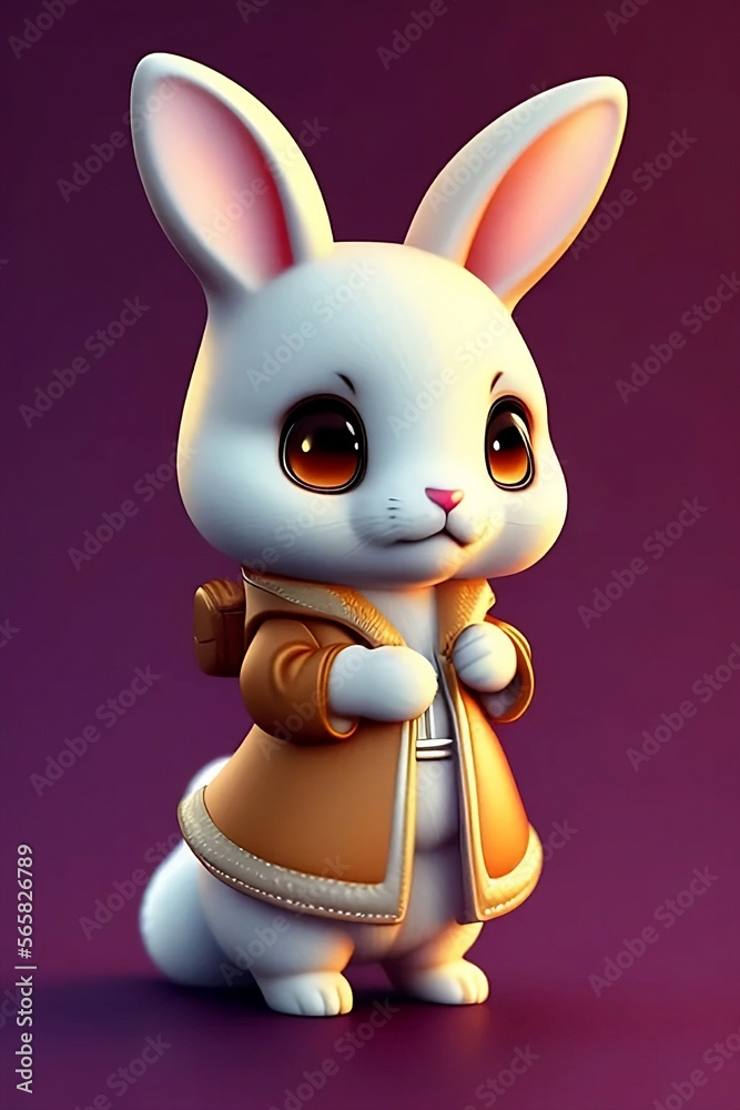 Cute rabbit japanese kawaii style an anime/ ai generated Stock ...