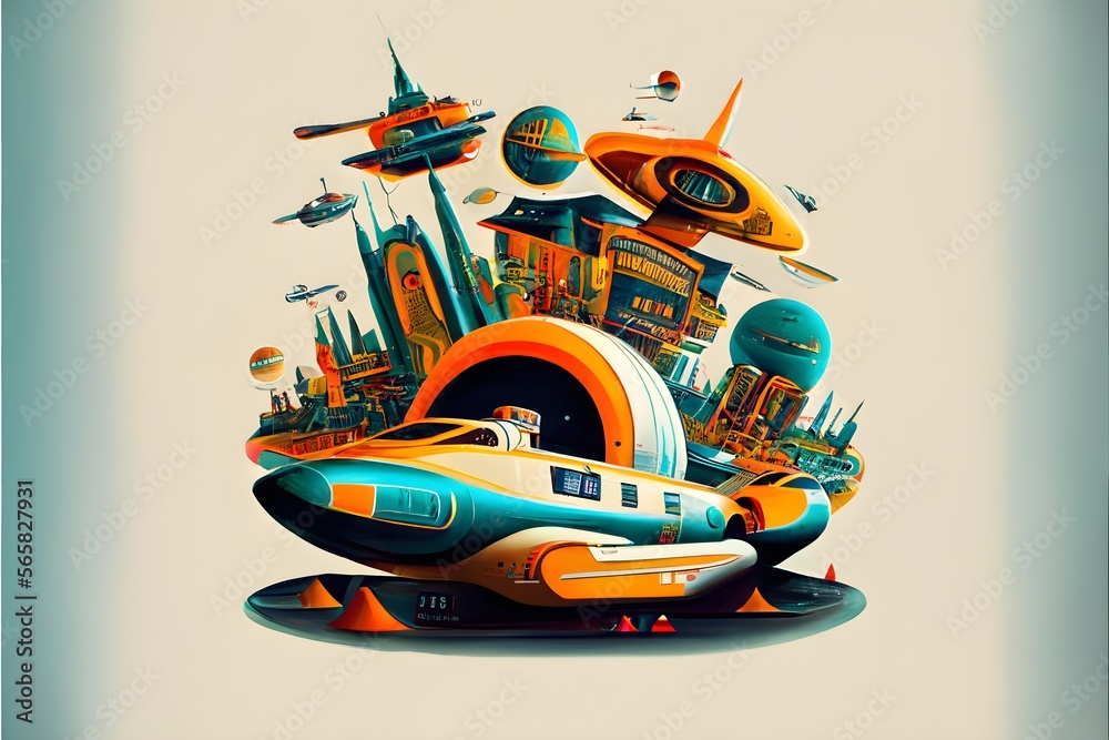Retro Futurism design that incorporates vintage elements and futuristic ...
