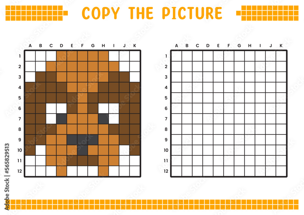 Copy the picture, complete the grid image. Educational worksheets ...