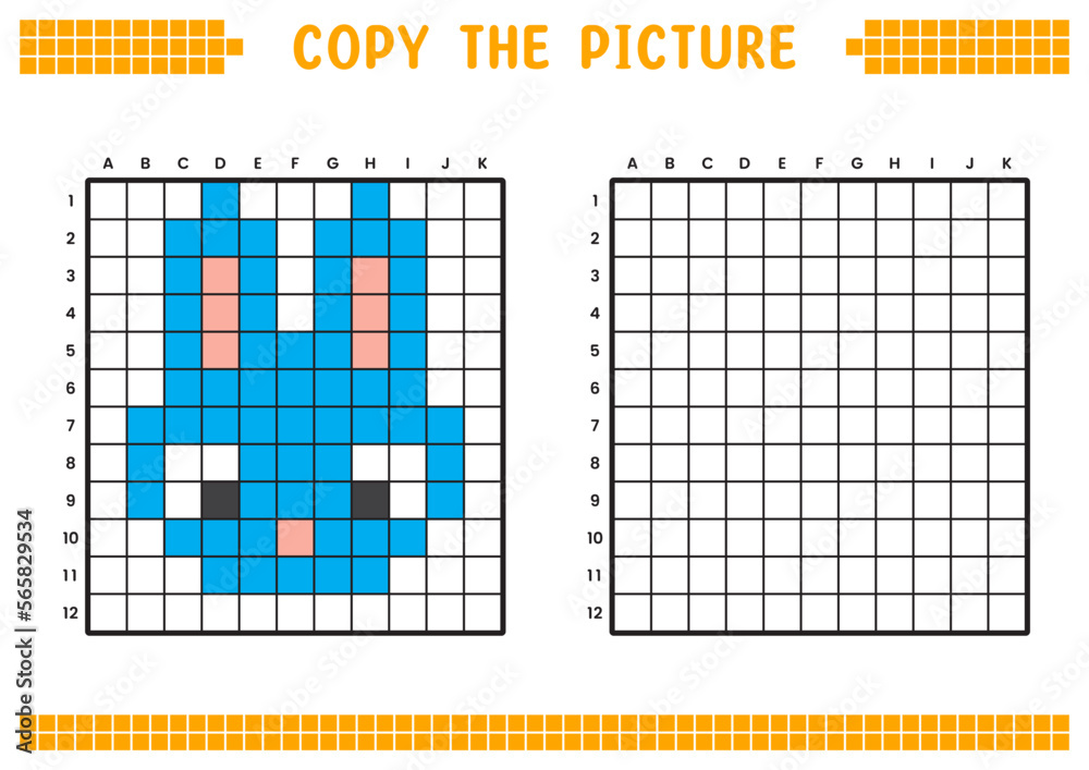 Copy the picture, complete the grid image. Educational worksheets ...