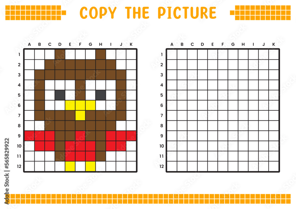 Copy the picture, complete the grid image. Educational worksheets ...