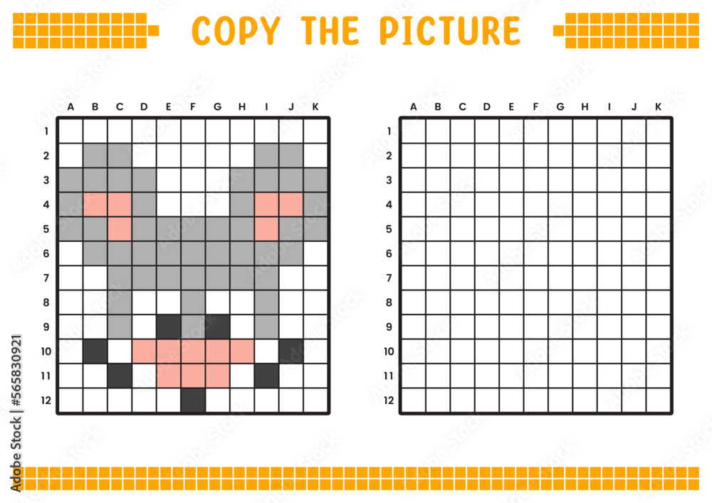 Copy the picture, complete the grid image. Educational worksheets ...