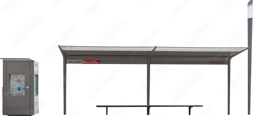Isolated PNG cutout of a modern bus stop on a transparent background ...