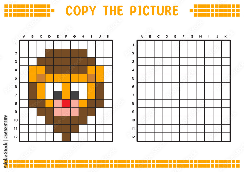 Copy the picture, complete the grid image. Educational worksheets ...