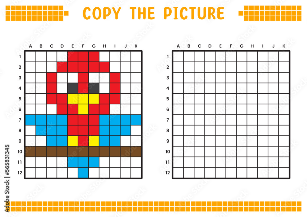 Copy the picture, complete the grid image. Educational worksheets ...
