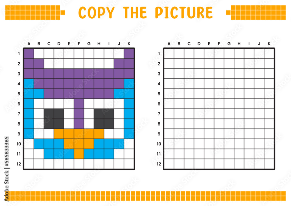 Copy the picture, complete the grid image. Educational worksheets ...