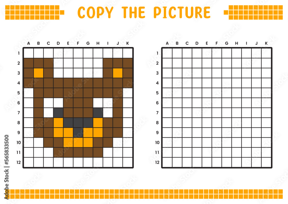 Copy the picture, complete the grid image. Educational worksheets ...