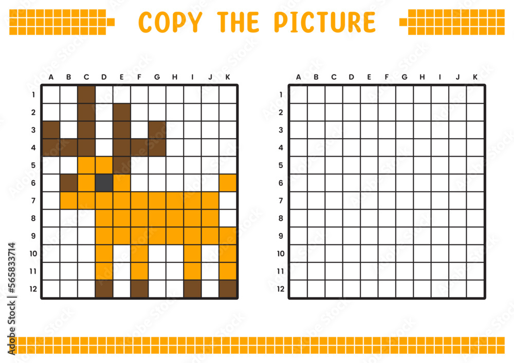 Copy the picture, complete the grid image. Educational worksheets ...