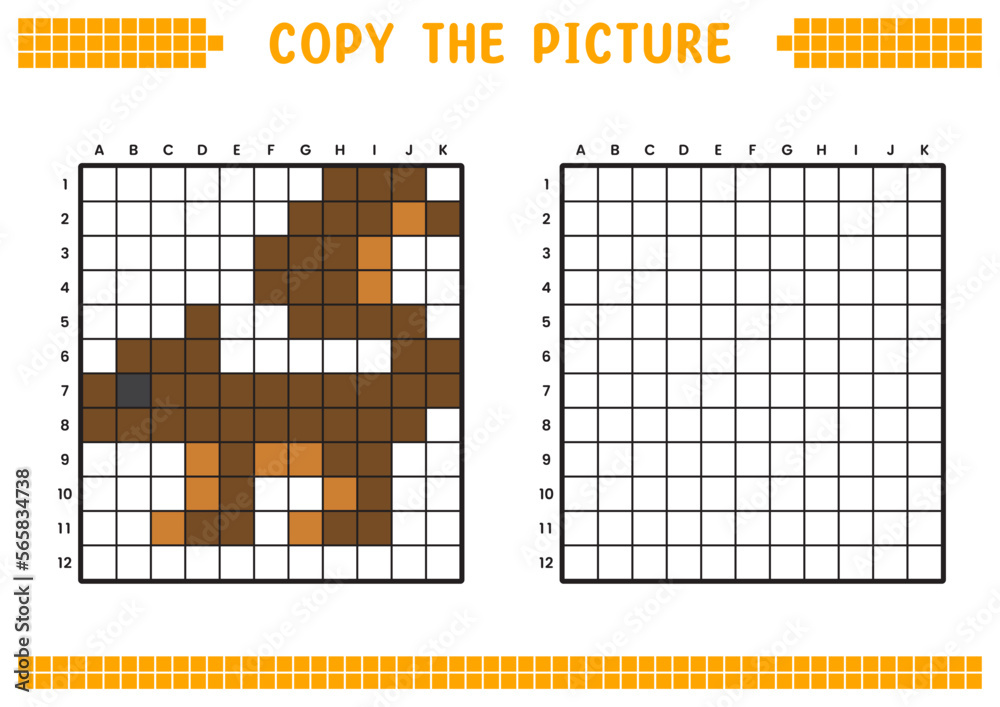 Copy the picture, complete the grid image. Educational worksheets ...