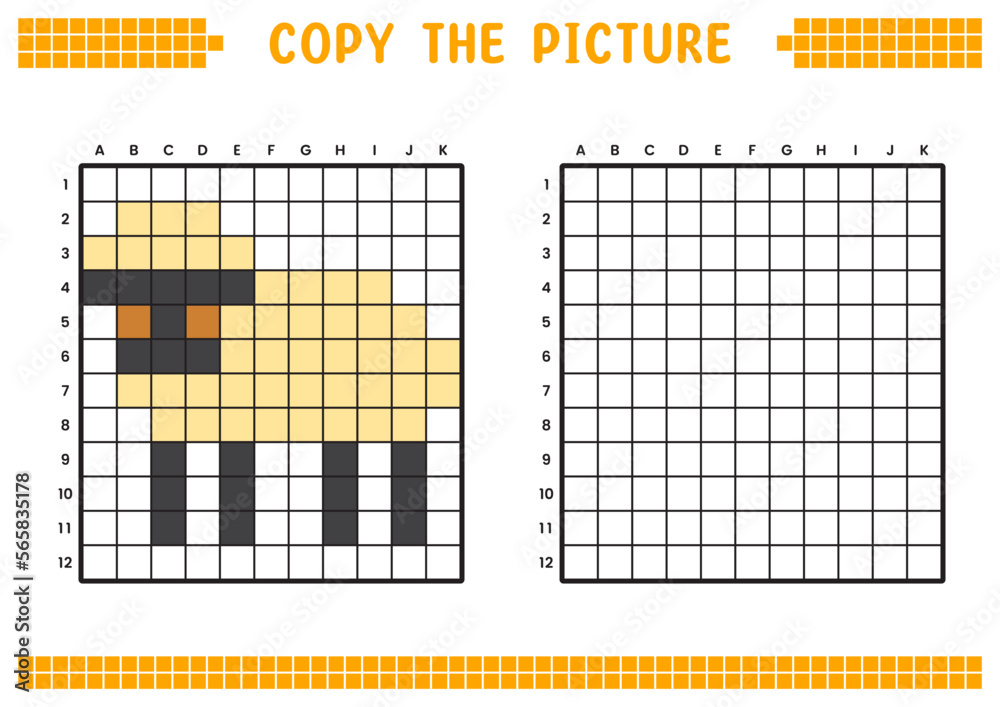 Copy the picture, complete the grid image. Educational worksheets ...