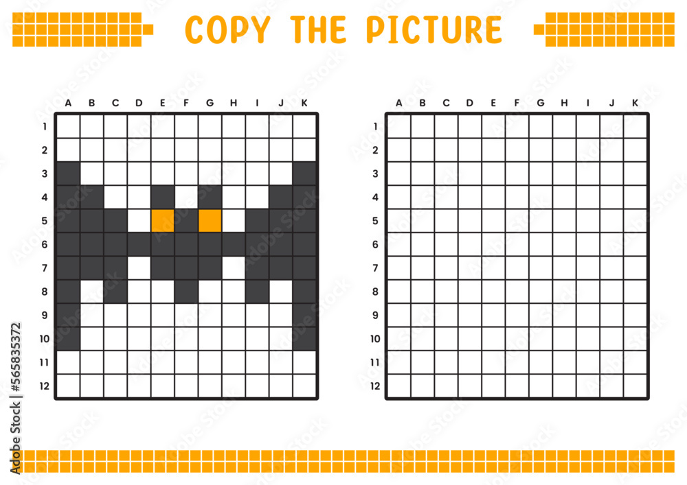 Copy the picture, complete the grid image. Educational worksheets ...