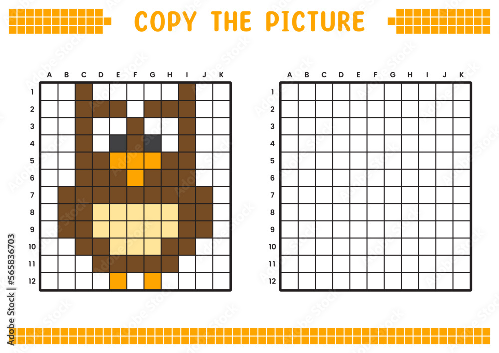Copy the picture, complete the grid image. Educational worksheets ...
