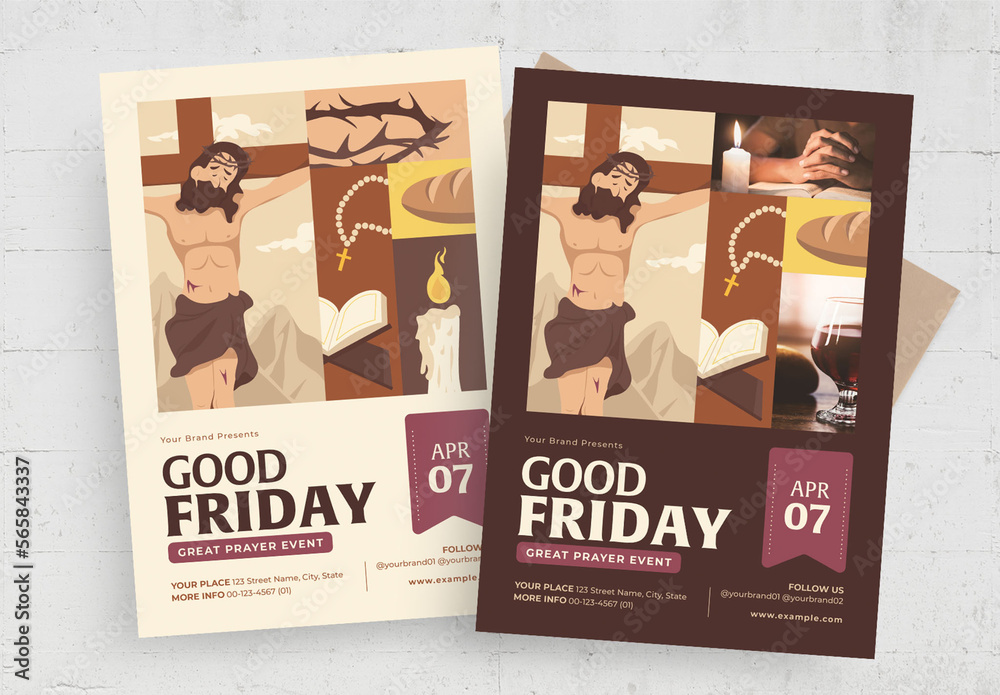 Good Friday Easter Church Christian Flyer Poster Layout Stock Template ...