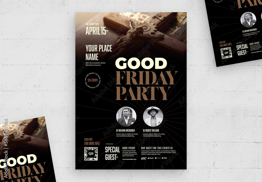 Good Friday Easter Church Christian Flyer Poster Layout Stock Template ...