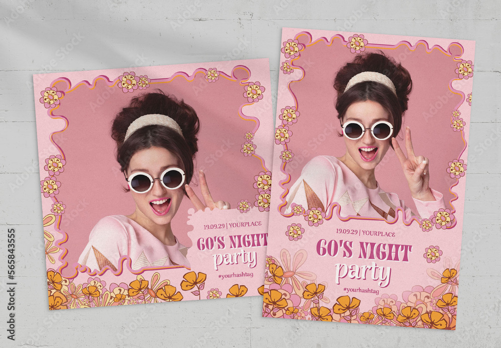 60s Party Photo Booth Layout Stock Template | Adobe Stock