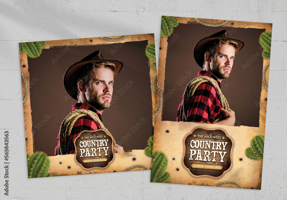 Country & Western Photo Booth Layout Stock Template | Adobe Stock