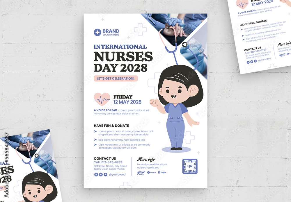 Nurses Day Flyer Poster Layout Stock Template | Adobe Stock