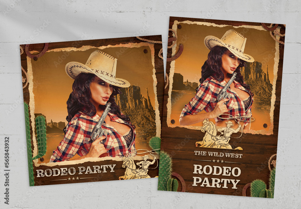 Rodea Country Western Cowboy Photo Booth Layout Stock Template | Adobe ...