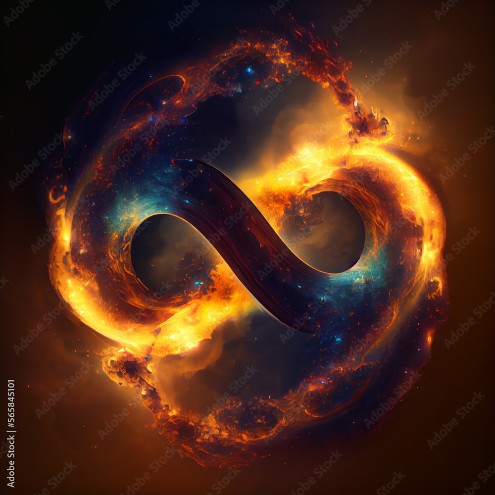 Fusion reaction at infinity, created with Generative AI technology ...