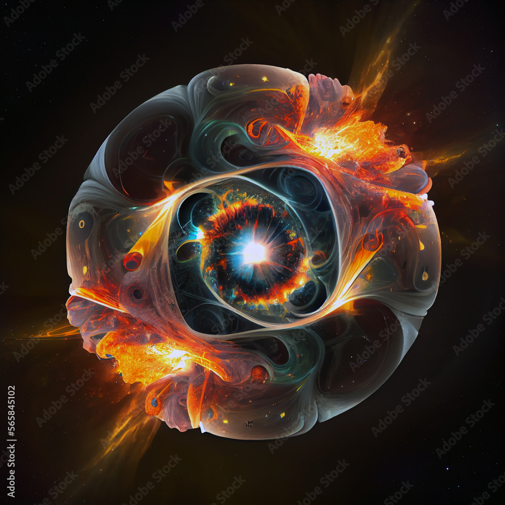 Fusion reaction at infinity, created with Generative AI technology ...