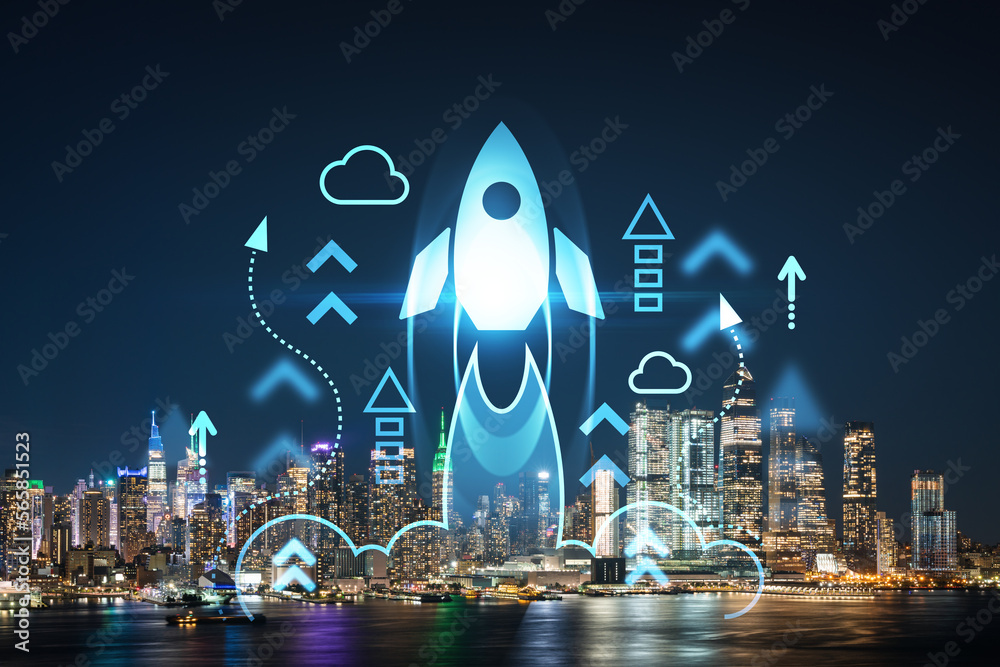 New York City skyline from New Jersey over the Hudson River with Hudson ...