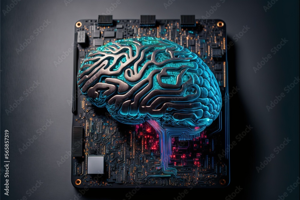 Artificial Intelligence: human brain connected to the micro-chip and ...