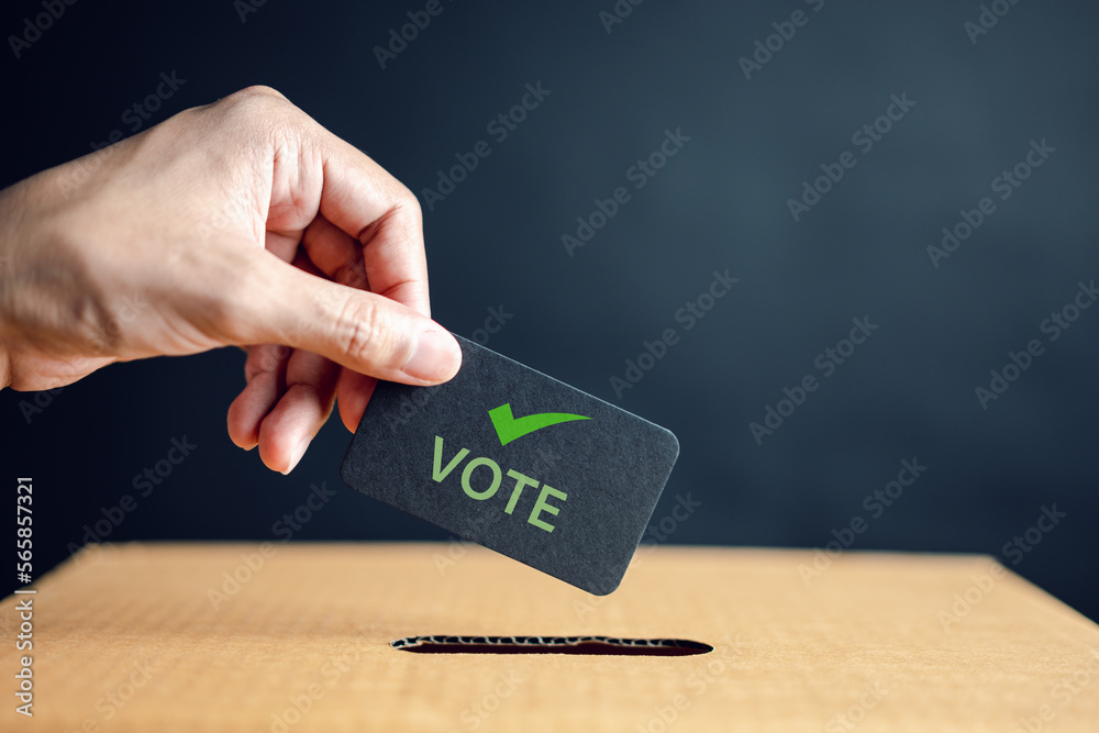 Hand of people election vote, hand holding ballot paper card for ...