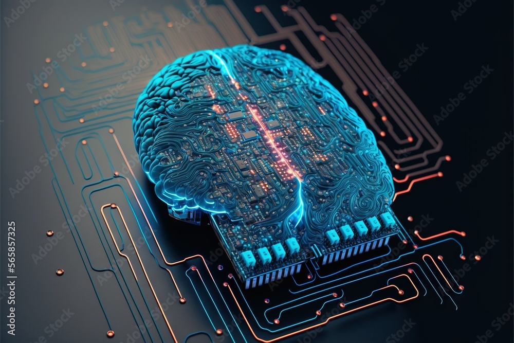 Artificial Intelligence: human brain connected to the micro-chip and ...