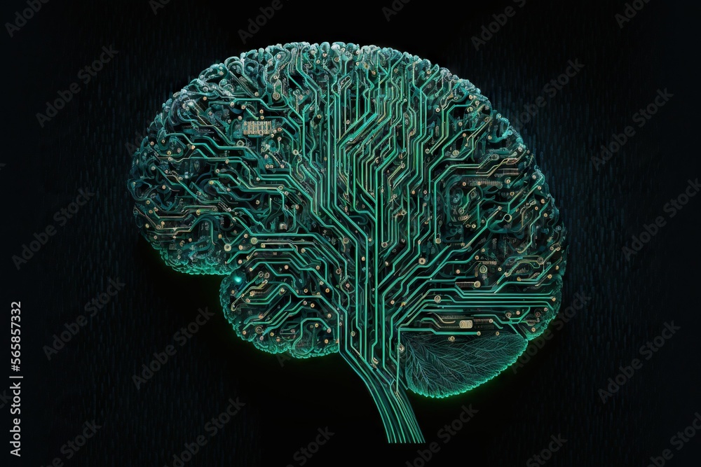 Artificial Intelligence: human brain connected to the micro-chip and ...