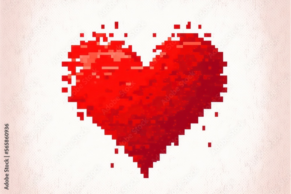 Red heart pixel art style isolated on white background. Generative AI ...