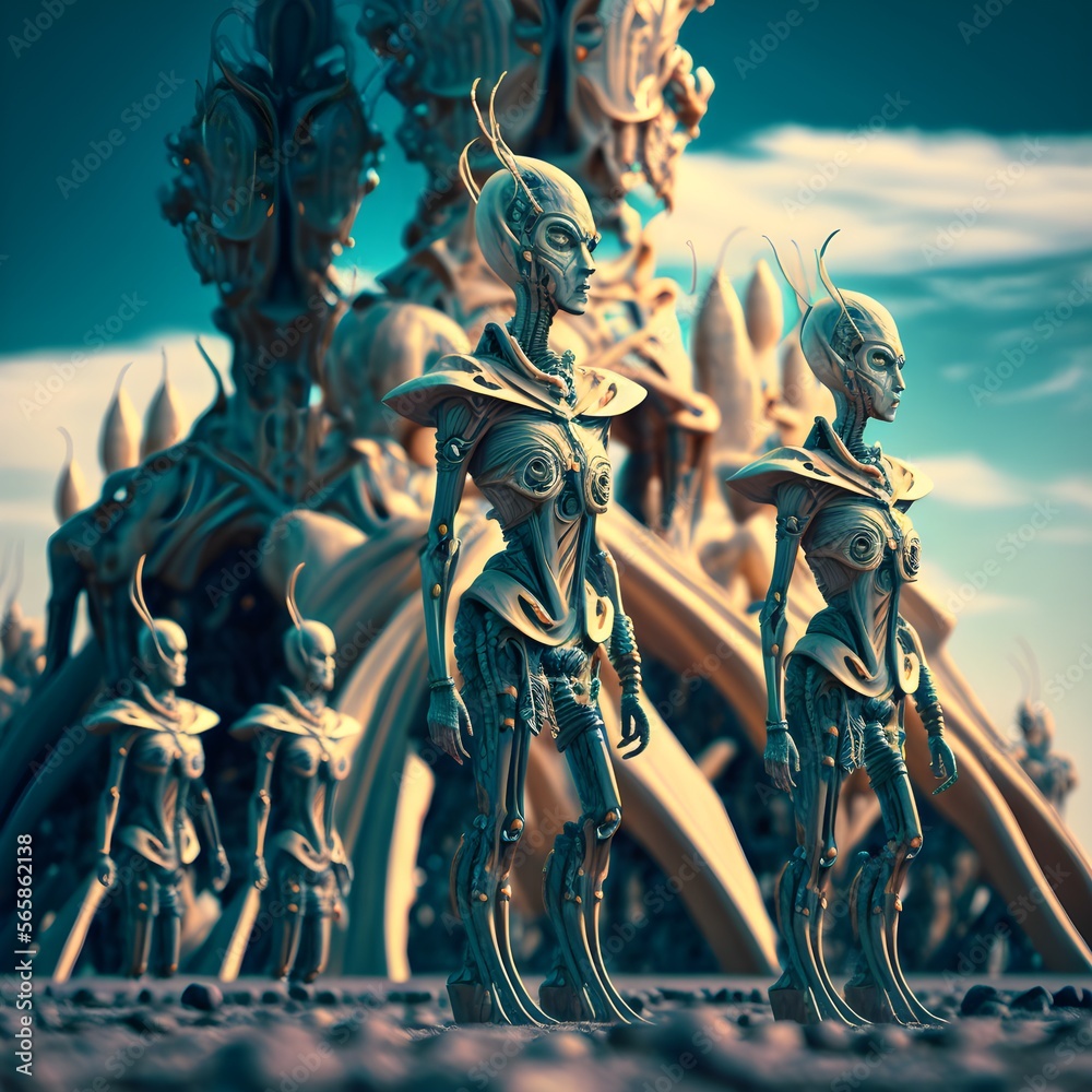 multiple human figures surrealistic world surrealistic futuristic ...