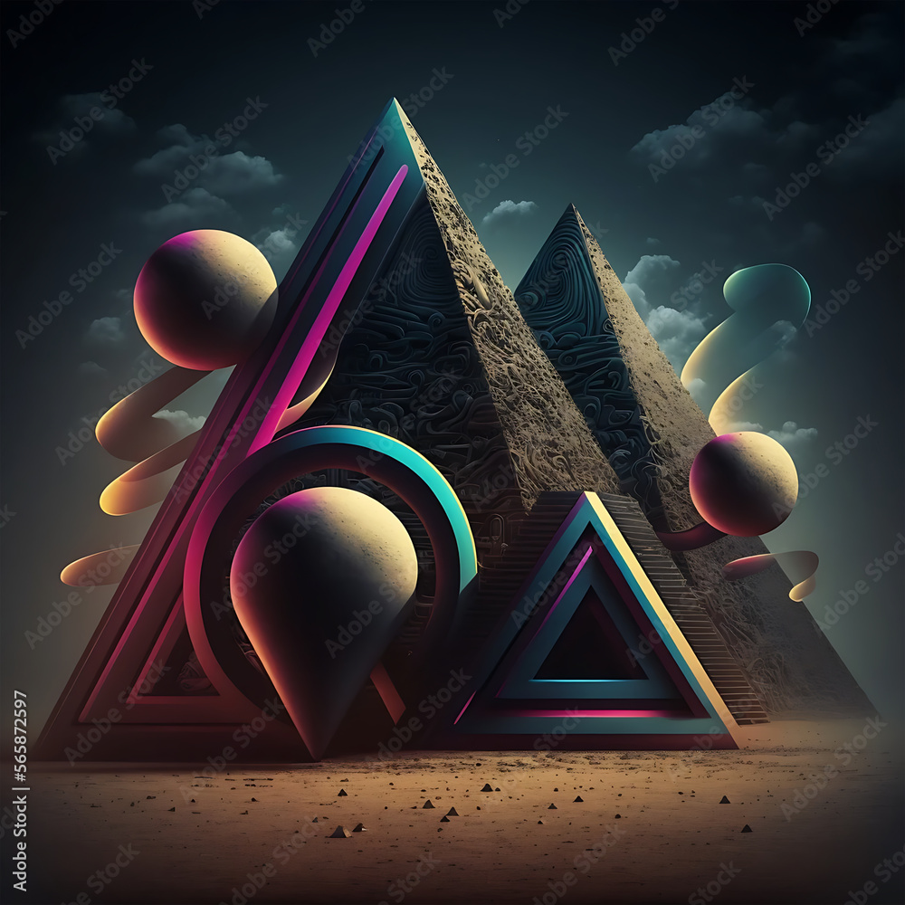 Ilustrace „Pyramids & Triangles "My AI Générative Exploration of ...