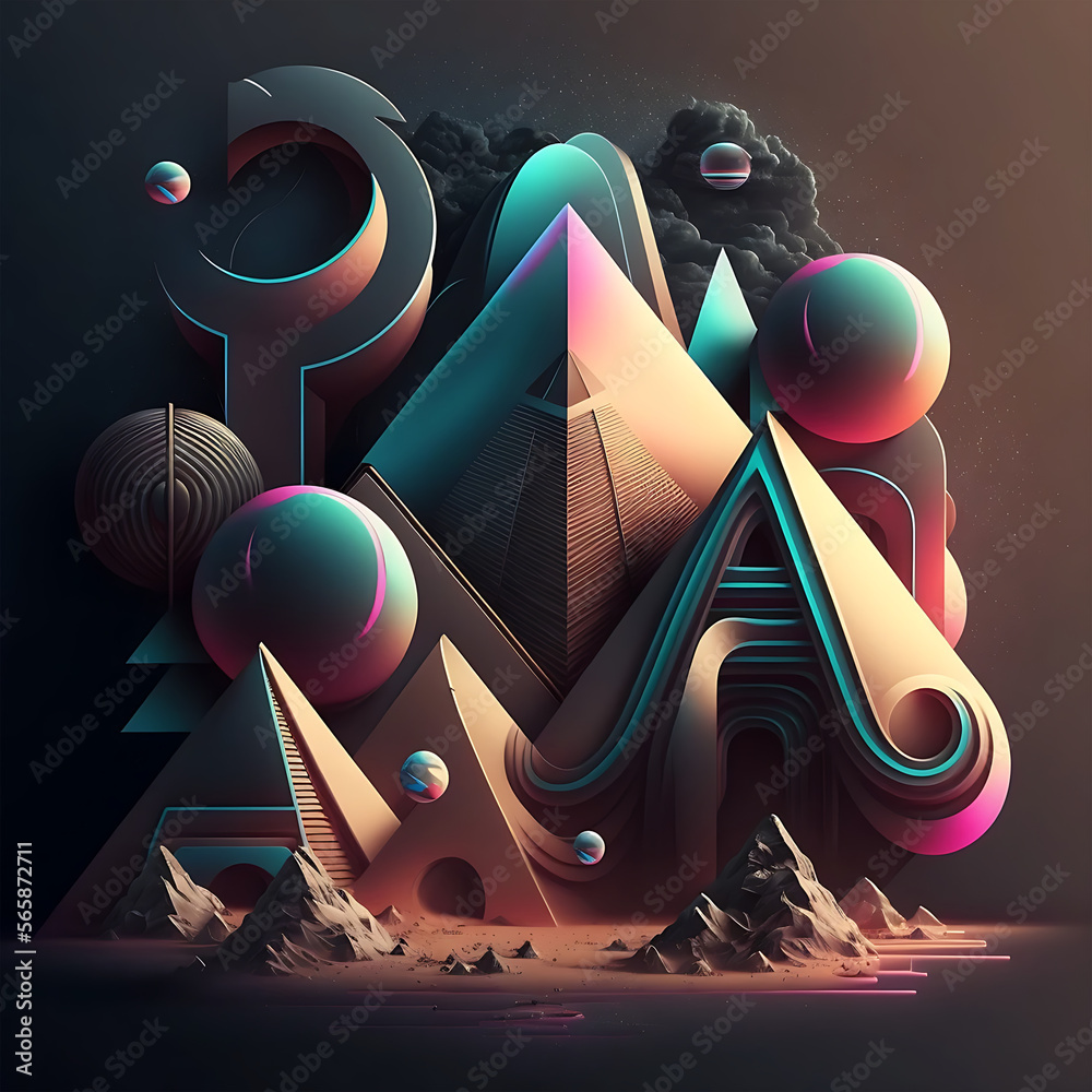 Pyramids & Triangles "My AI Générative Exploration of Geometry, Light ...