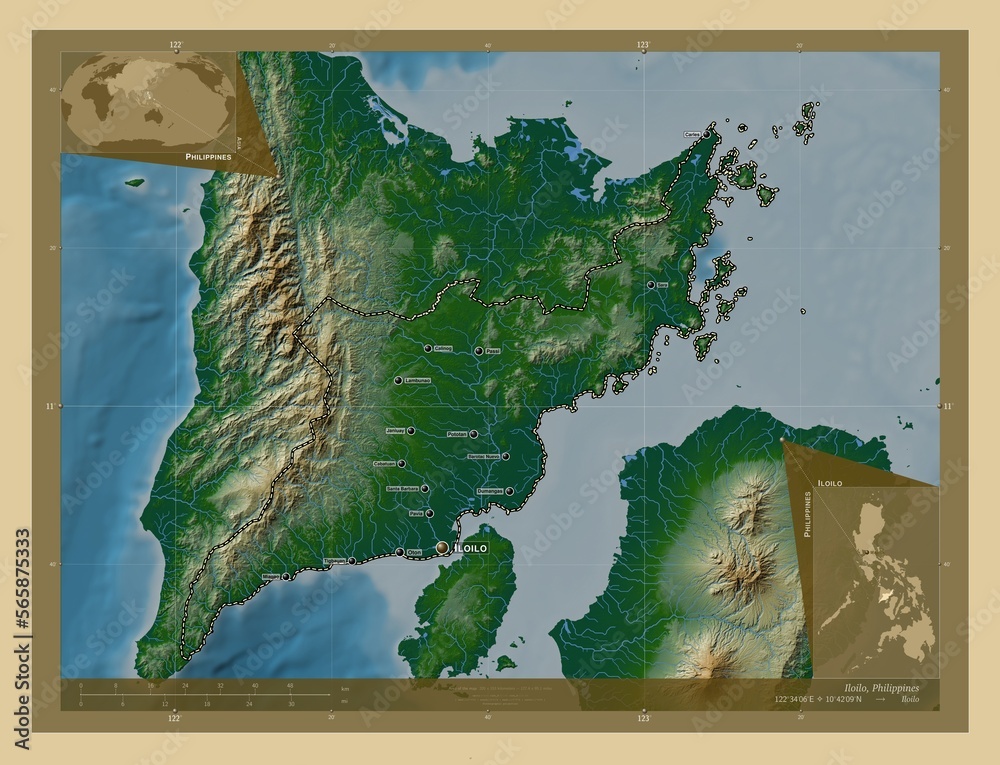 Iloilo, Philippines. Physical. Labelled points of cities Stock ...