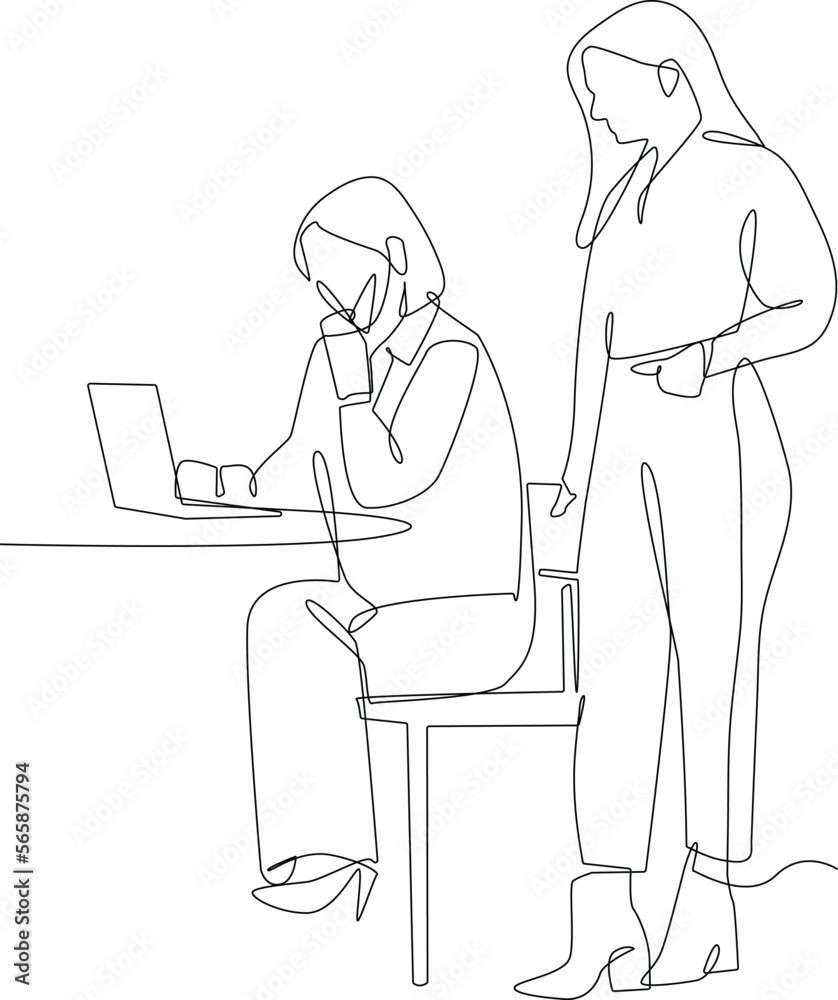 One continuous line drawing of people’s joint progress monitoring ...